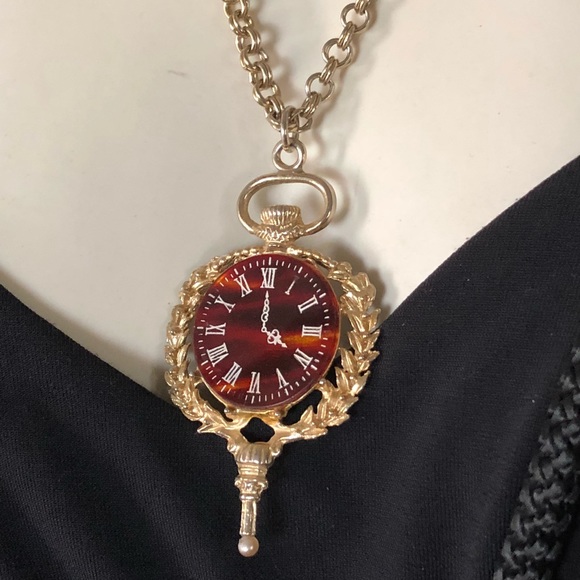 Vintage | Jewelry | Vintage Faux Pocketwatch Pendant Necklace | Poshmark
